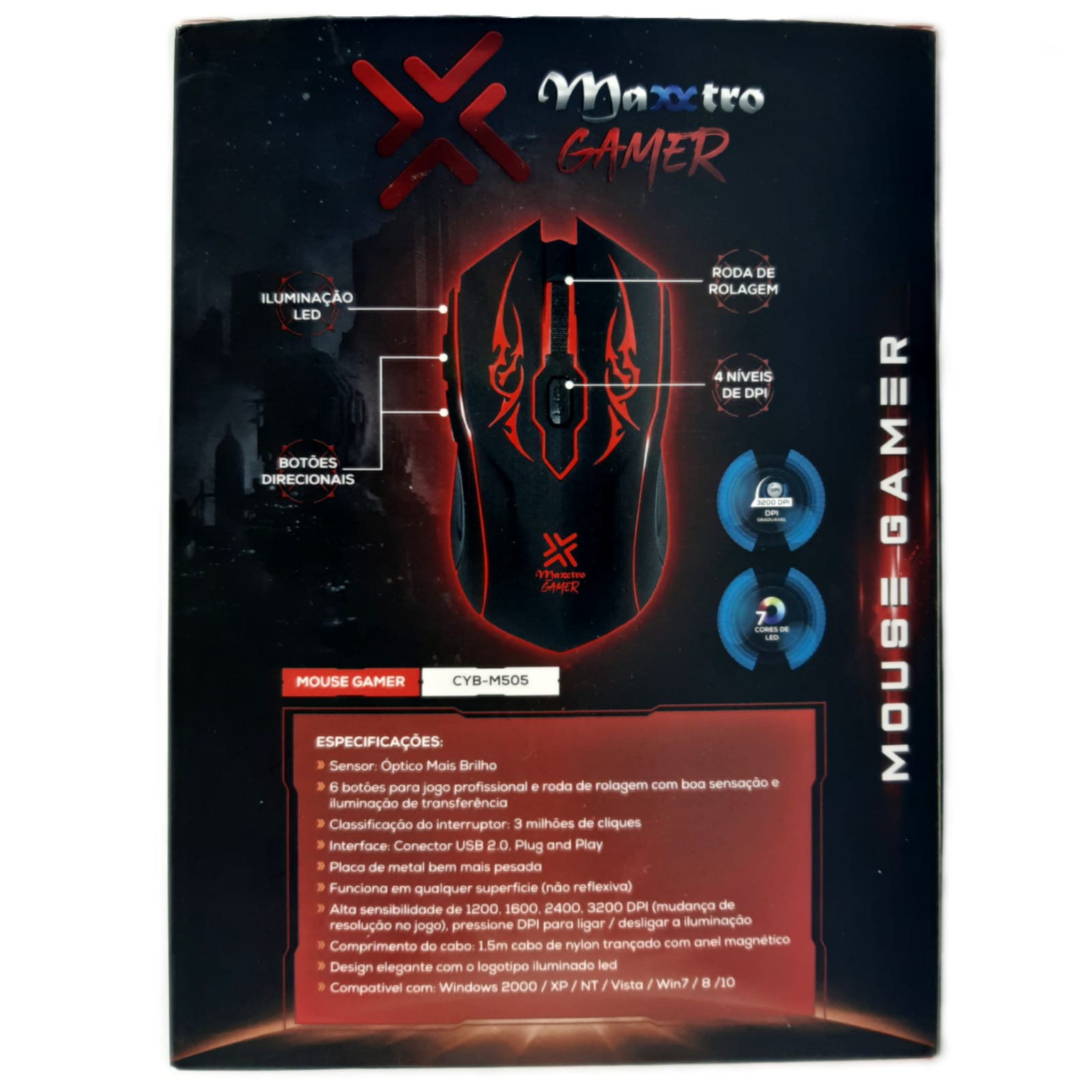 Mouse Gamer USB Maxxtro CYB-M505 3200 DPI | BMC Informática e Cabos